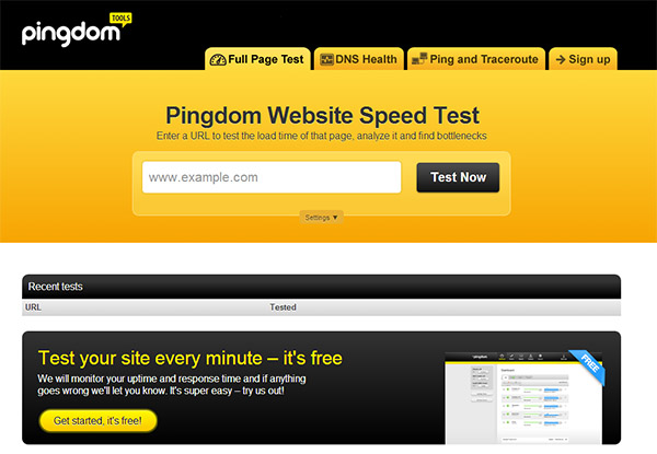 pingdom website speed test