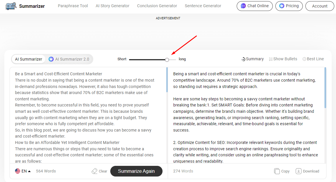 Adjustable Summary Length
